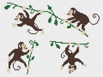 cross stitch pattern monkeys - a small animal motif for the children's room