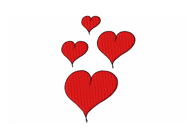 Stickdatei Herzchen, vier Größen, Valentinstag, Liebe, Love