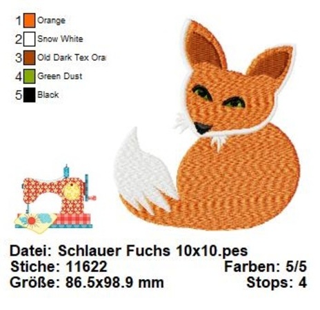 Stickdatei Fuchs, Waldtiere Stickdatei in 3 Größen, Maschinensticken