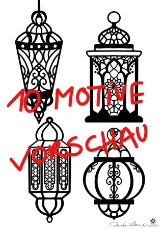 Ramadan - Laternen 9 Motive als PDF zum ausdrucken und Ausmalen / Fensterb.
