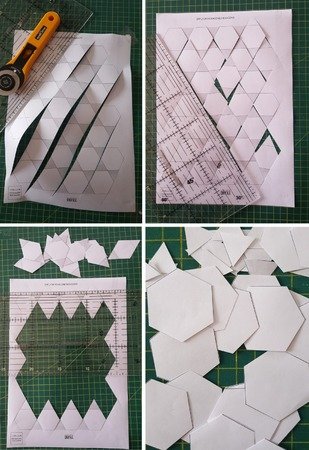 English Paper Piecing (EPP) : Hexagon-Vorlagen zum Ausdrucken (cm + inch).