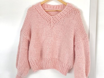 Knit pattern Mohair sweater V-neck