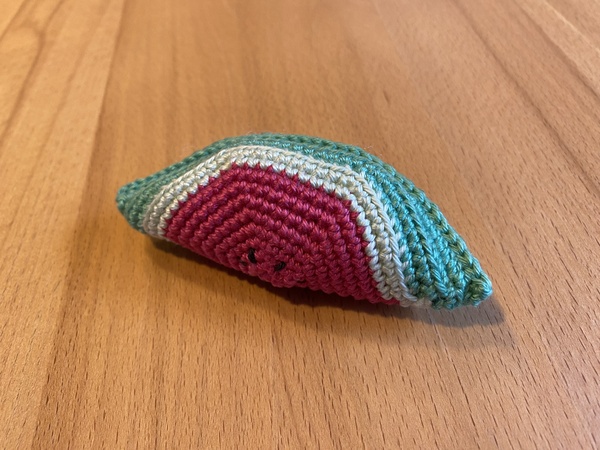 Wassermelone häkeln als ganze-, halbe Frucht, Scheibe & Stück für Kaufladen