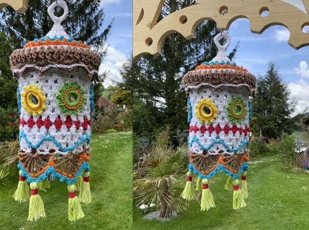 Lampion häkeln mit selbstgemachten Spiegelchen