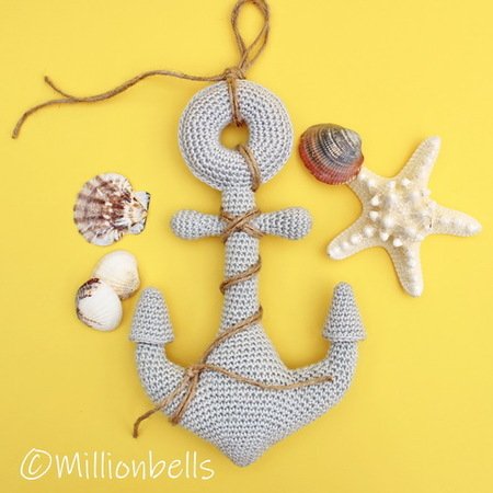 Amigurumi Anchor Crochet Pattern Beach Decor Nautical Ornament Sea