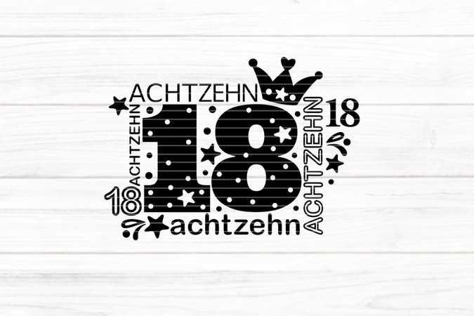 Zahl Achtzehn Plotterdatei SVG DXF FCM