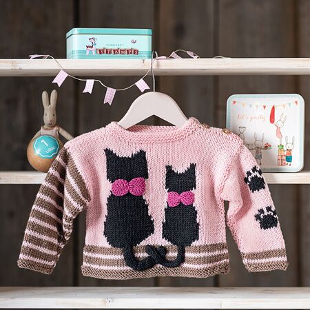 Pullover für Babys mit Katzen-Motiv Strickanleitung // PDF