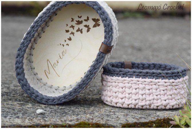 + ALVA + Häkelkörbchen in rund oder oval im tollen Mustermix