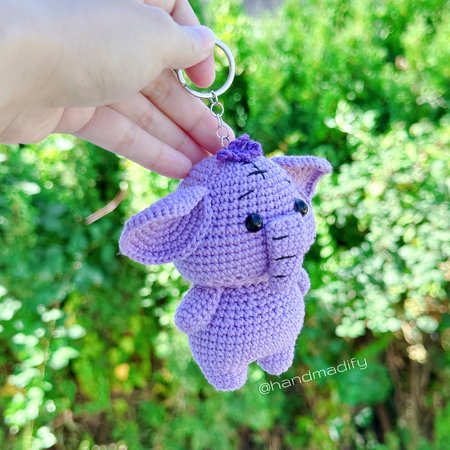 Purple Elephant Keychain