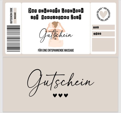 Gutschein zum Ausdrucken MASSAGE digitale Datei Gutschein DOWNLOAD