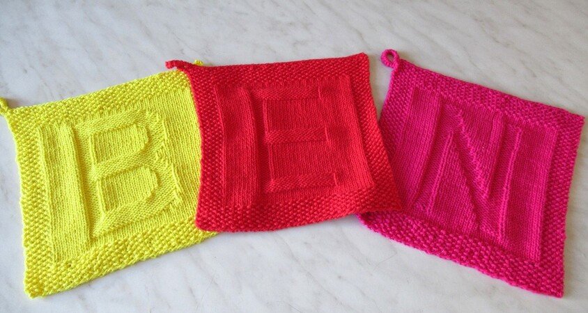 Strickanleitung Spültücher-Waschlappen Alphabet (alle Buchstaben)