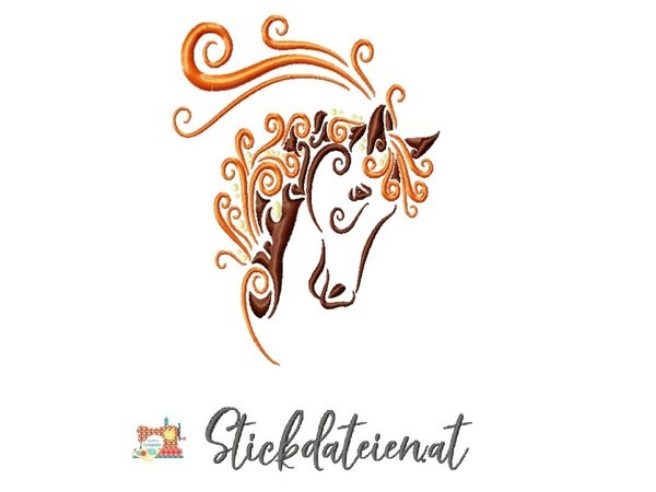 Stickdatei Pferdekopf, Stickdatei Pferd, elegante Stickdatei