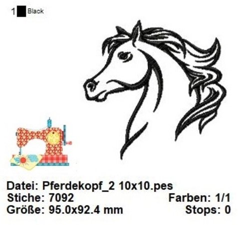 Stickdatei Pferdekopf, Stickdatei Pferd, digitale Stickdatei
