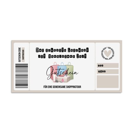 Gutschein zum Ausdrucken SHOPPINGTOUR digitale Datei Gutschein DOWNLOAD