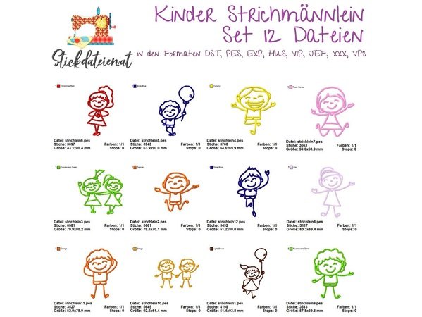 Stickdateien Kindermotiv, Kinder Set Stickdateien, Maschinensticken