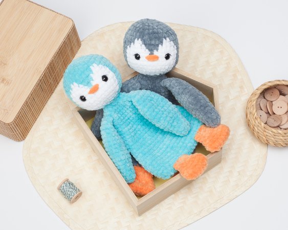 Penguin snuggler crochet pattern, penguin lovey, cuddle toy