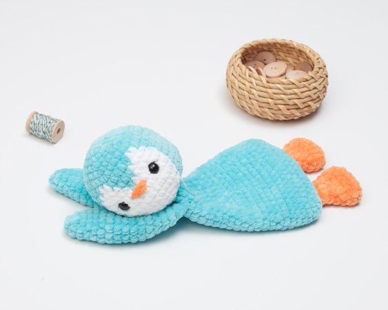 Penguin snuggler crochet pattern, penguin lovey, cuddle toy