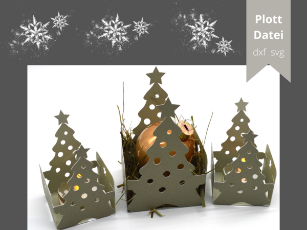 Plotterdatei Weihnachtsbaum Tannenbaum Körbchen Teelicht Lichterhaus