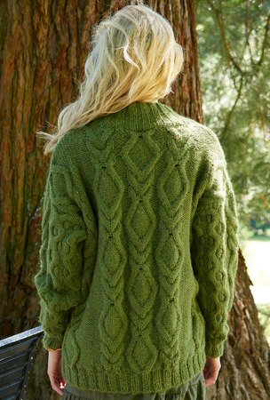 Pulli im Zopfmuster-Mix in Grün Melange