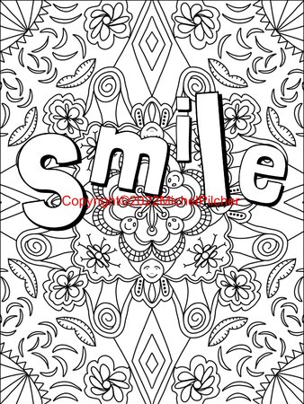10 Page Happy Words Printable Adult Colouring Book One