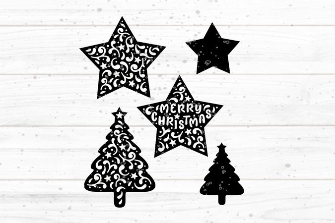 Sterne Tannenbaum Plotterdatei SVG DXF FCM
