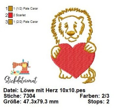 Löwe Stickdatei, Herz Stickdatei, Hochzeit Stickvorlage, Stickdatei Liebe