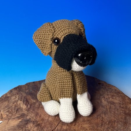 boxer sitting dog amigurumi crochet pattern