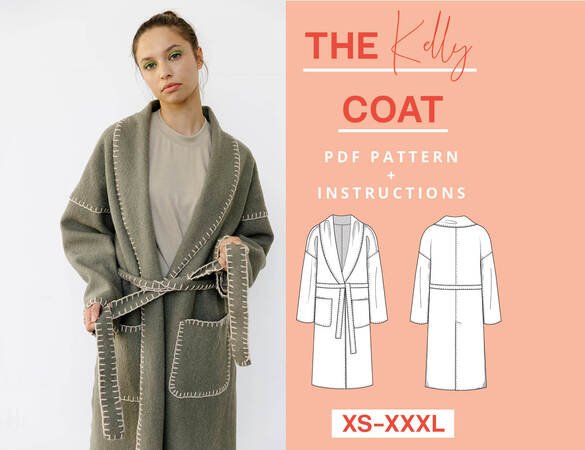 Schnittmuster Mantel nähen OHNE NÄHMASCHINE, Wickelmantel einfacher Mantel