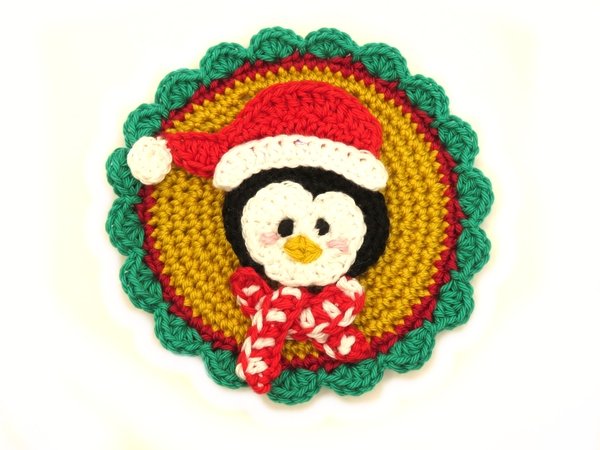 Penguin Patch Button crochet applique