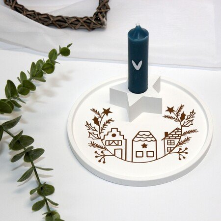 Plotterdatei Weihnachten Winter Kranz Häuser