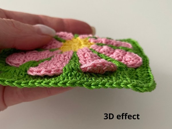 Granny square Retro daisy crochet pattern for bag blanket cardigan vintage