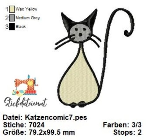 Katzen Stickdatei, Niedliche Katzen Stickmuster, Maschinensticken