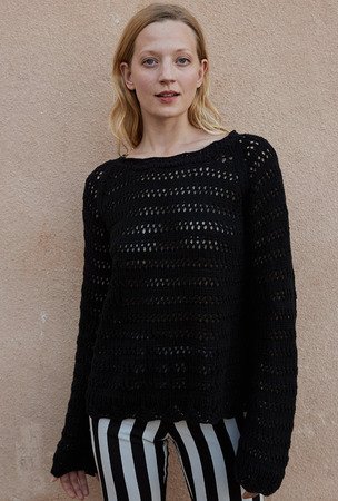 Raglanpulli mit Lochmuster-Streifen