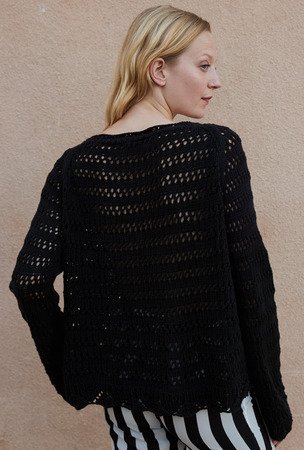 Raglanpulli mit Lochmuster-Streifen