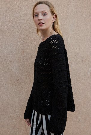 Raglanpulli mit Lochmuster-Streifen