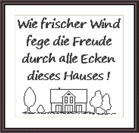 Kreuzstichvorlage "Wie frischer Wind" für ein Stickbild zum Einzug als PDF