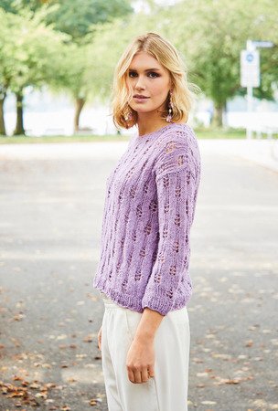 Pulli mit Lochmuster in Lila