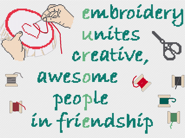 Cross Stitch Pattern "embroidery unites people in friendship", PDF Download