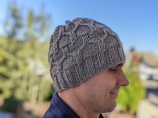 Bulky Yarn Cable Hat Knitting Pattern for Men