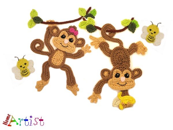 Monkey crochet applique