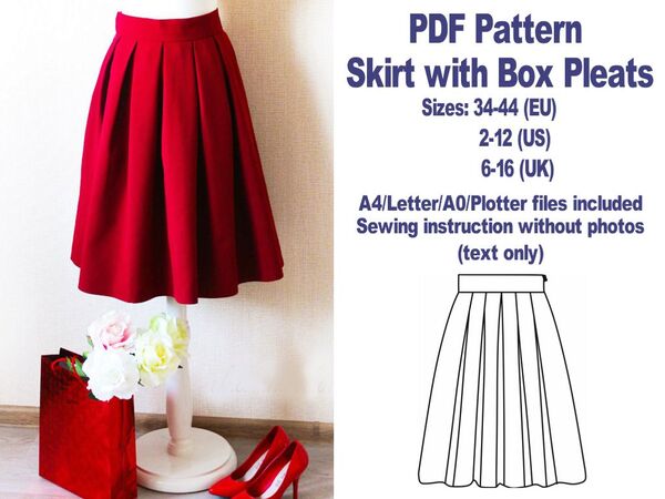Pleated Skirt Pattern Vintage Sewing Patterns PDF Skirt Sewing Pattern