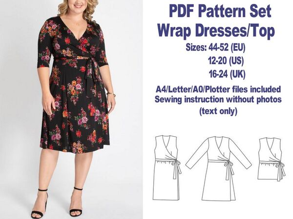 Wrap Dress Pattern Sewing Patterns Women Wrap Top Pattern PDF Patterns