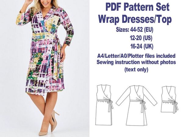 Wrap Dress Pattern Sewing Patterns Women Wrap Top Pattern PDF Patterns