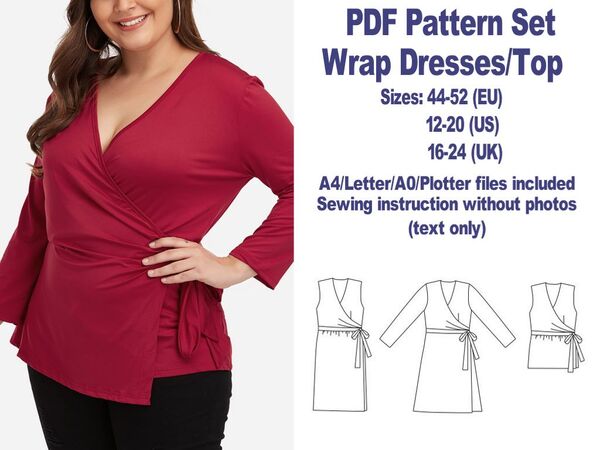 Wrap Dress Pattern Sewing Patterns Women Wrap Top Pattern PDF Patterns