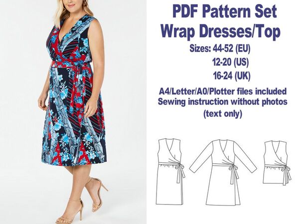 Wrap Dress Pattern Sewing Patterns Women Wrap Top Pattern PDF Patterns