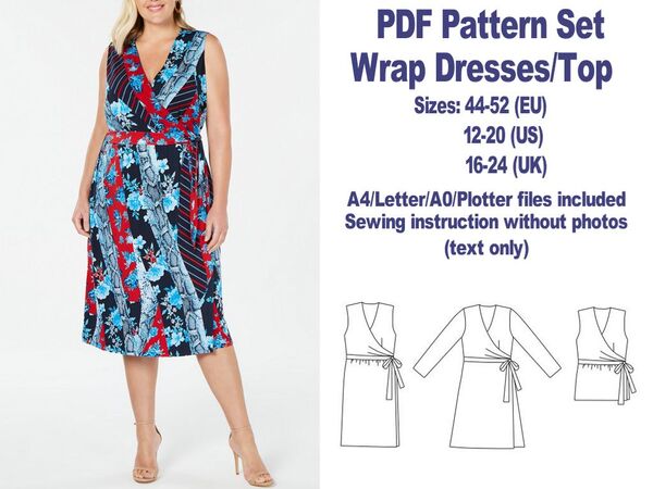 Wrap Dress Pattern Sewing Patterns Women Wrap Top Pattern PDF Patterns