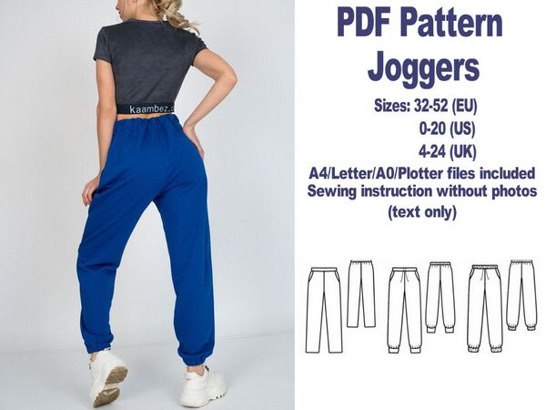 Joggers Sewing Pattern PDF Sewing Patterns Womens Patterns PDF Girl Pattern