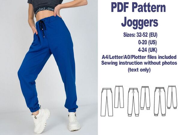 Joggers Sewing Pattern PDF Sewing Patterns Womens Patterns PDF Girl Pattern