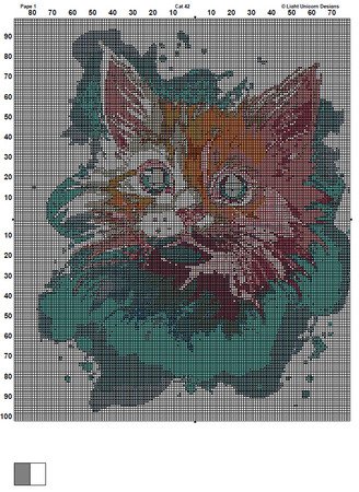 Cat 42 Cross Stitch Pattern PDF Instant Download