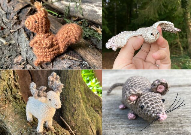 Forest animals crochet patterns bundle, deer, owl, squirrel, mouse